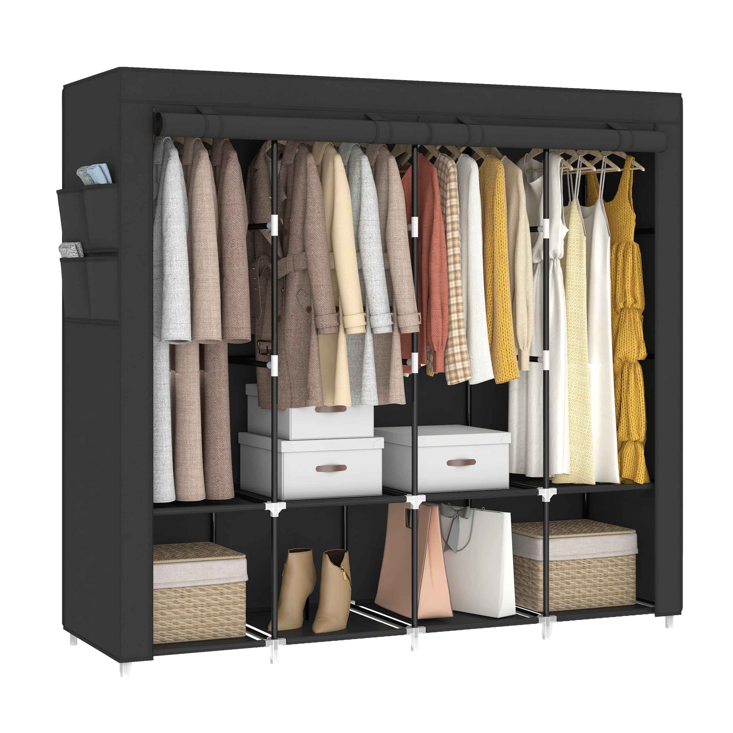 MOGELAFOO 67 Inch Portable Closet Wardrobe for Hanging Clothes ...