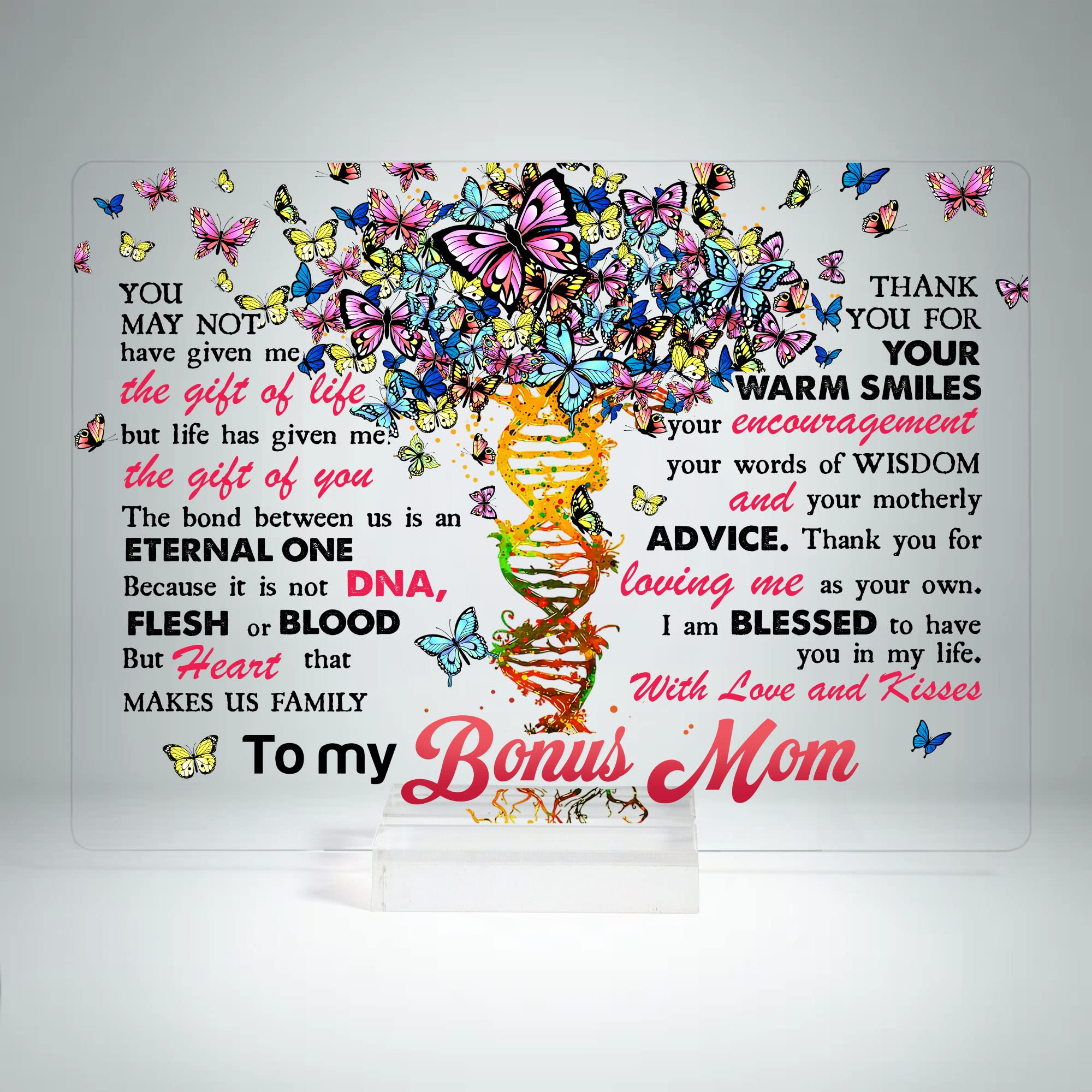 ARTSYWIX Bonus Mom Gift from Daughter Son, Acrylic Plaque Sign for ...