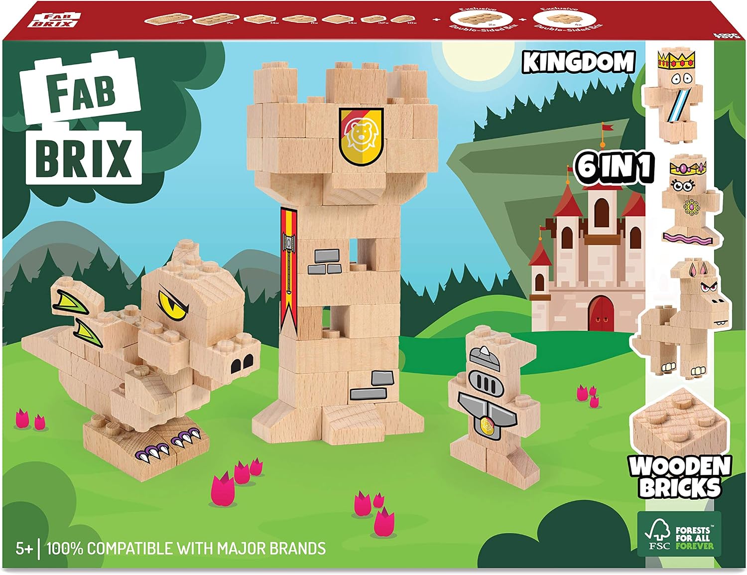 FabBrix Kingdom FB-1816 Certified Beech Wood Building Blocks 100% ...
