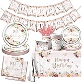 Amazon.com: Trgowaul Black and Rose Gold 80th Birthday Decorations Party Set for Women, 80 ...