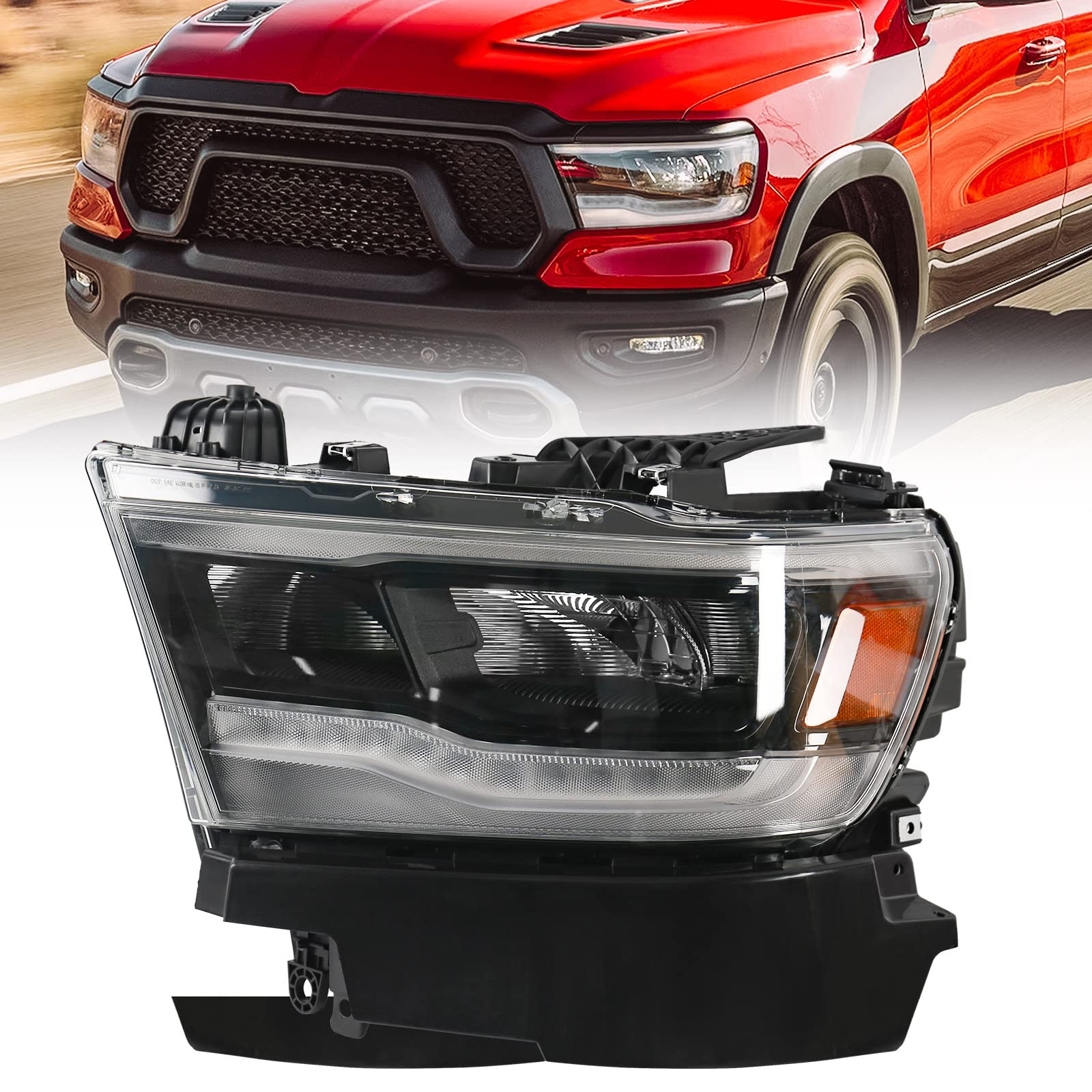 VLINCAR LED Headlight Assembly Compatible with Dodge Ram 1500 2019 2020 ...