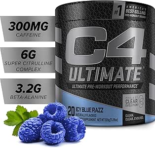 Amazon.com: C4 Ultimate Pre Workout Powder ICY Blue Razz | Sugar Free ...