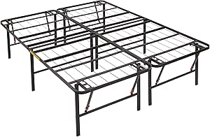 Amazon.com: Amazon Basics Foldable, 18" Black Metal Platform Bed Frame ...