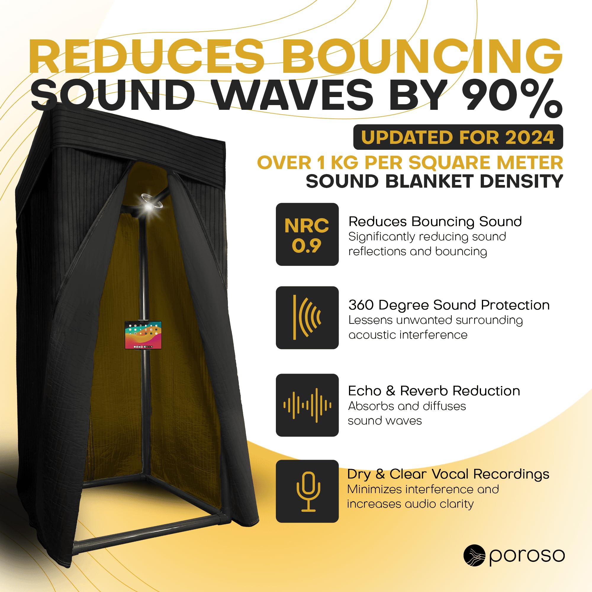 Mua POROSO Updated 2024 OEM RECORDING SOUND BOOTH | Portable Studio for ...