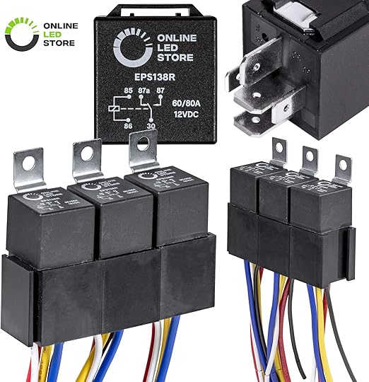 ONLINE LED STORE 5 Pack Bosch Style 5-Pin 12V Relay Kit [60/80 Amp ...