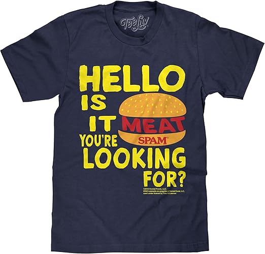 Amazon.com: Tee Luv SPAM T-Shirt is It Meat You're Looking for? - SPAM ...