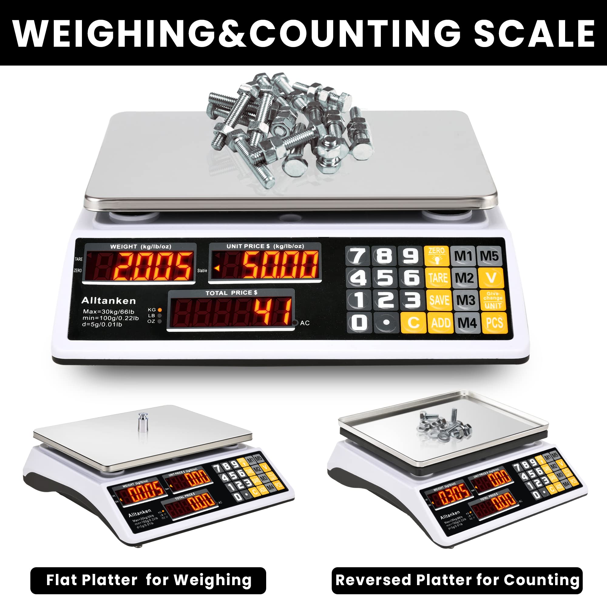 Mua 66lb Digital Price Computing Scale, lb/kg/oz Conversion Commercial Food Scale with Price ...