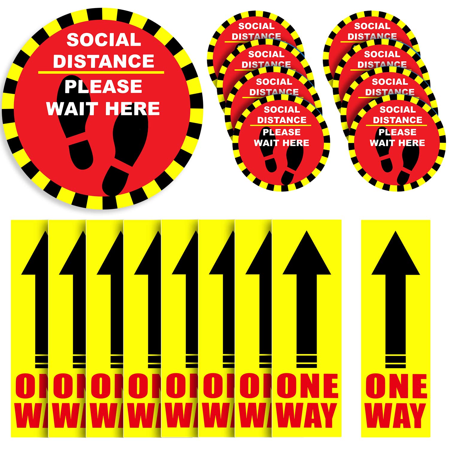 20 Pieces One Way Directional Arrows Signs and Social Distance Floor ...