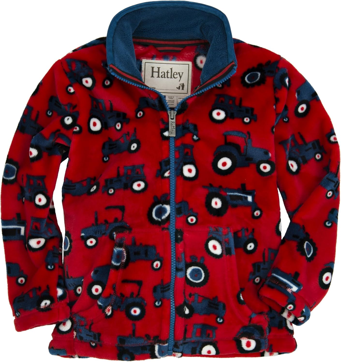 Amazon.com: Hatley Little Boys' Fuzzy Fleece Jacket Farm Tractors, Red ...