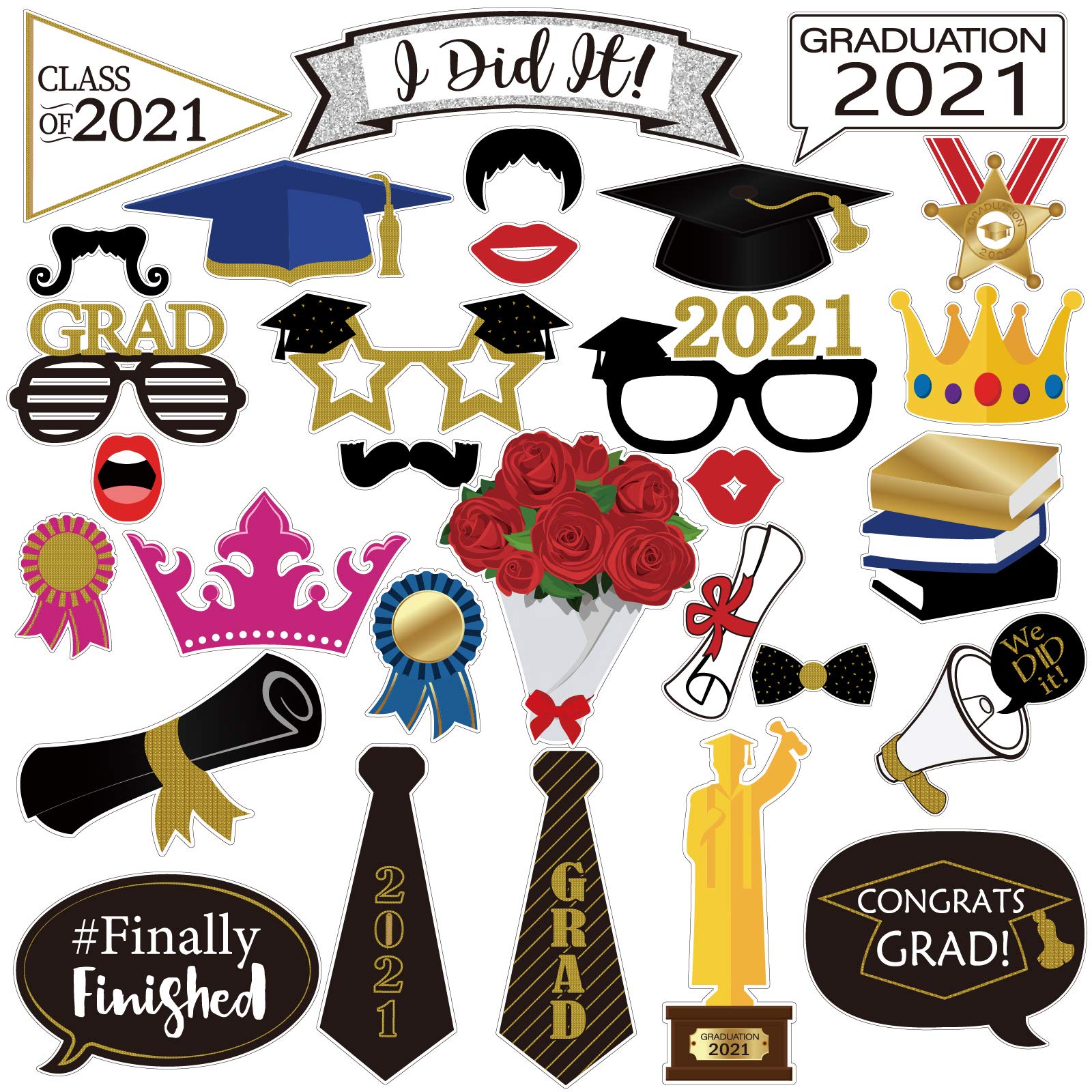 Buy Graduation Photo Booth Props, Large Graduation Photo Props Class of ...