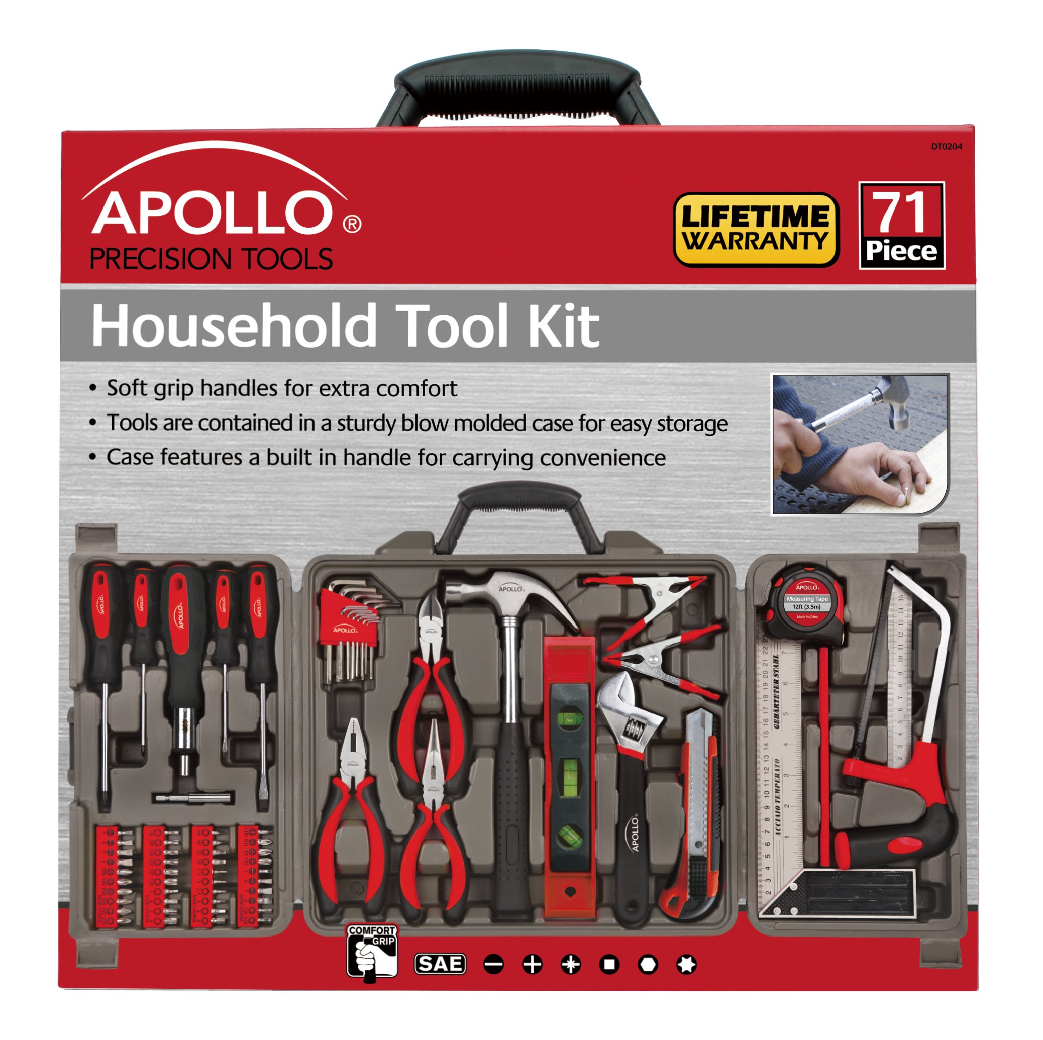 Apollo Tools DT0204 71 Piece Household Tool Kit with Most Reached for ...