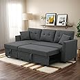 Amazon.com: Eafurn L Shaped Reversible Sleeper Sectional Sofa Couches Pull Out Sofabed ...