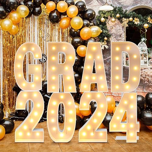 Lemosae 4 ft Graduation 2024 Marquee Decorations Light up Grad Prom ...