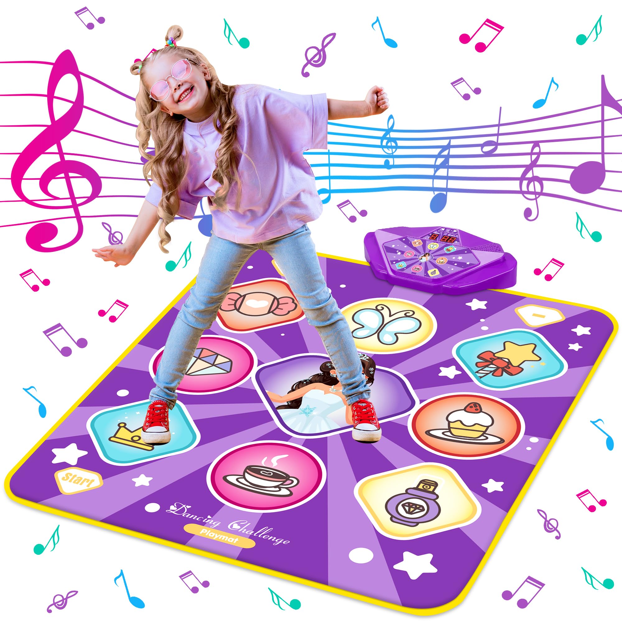 Dance Mat Toys for Kids, Purple Princess Electronic Dance Pad Game with ...