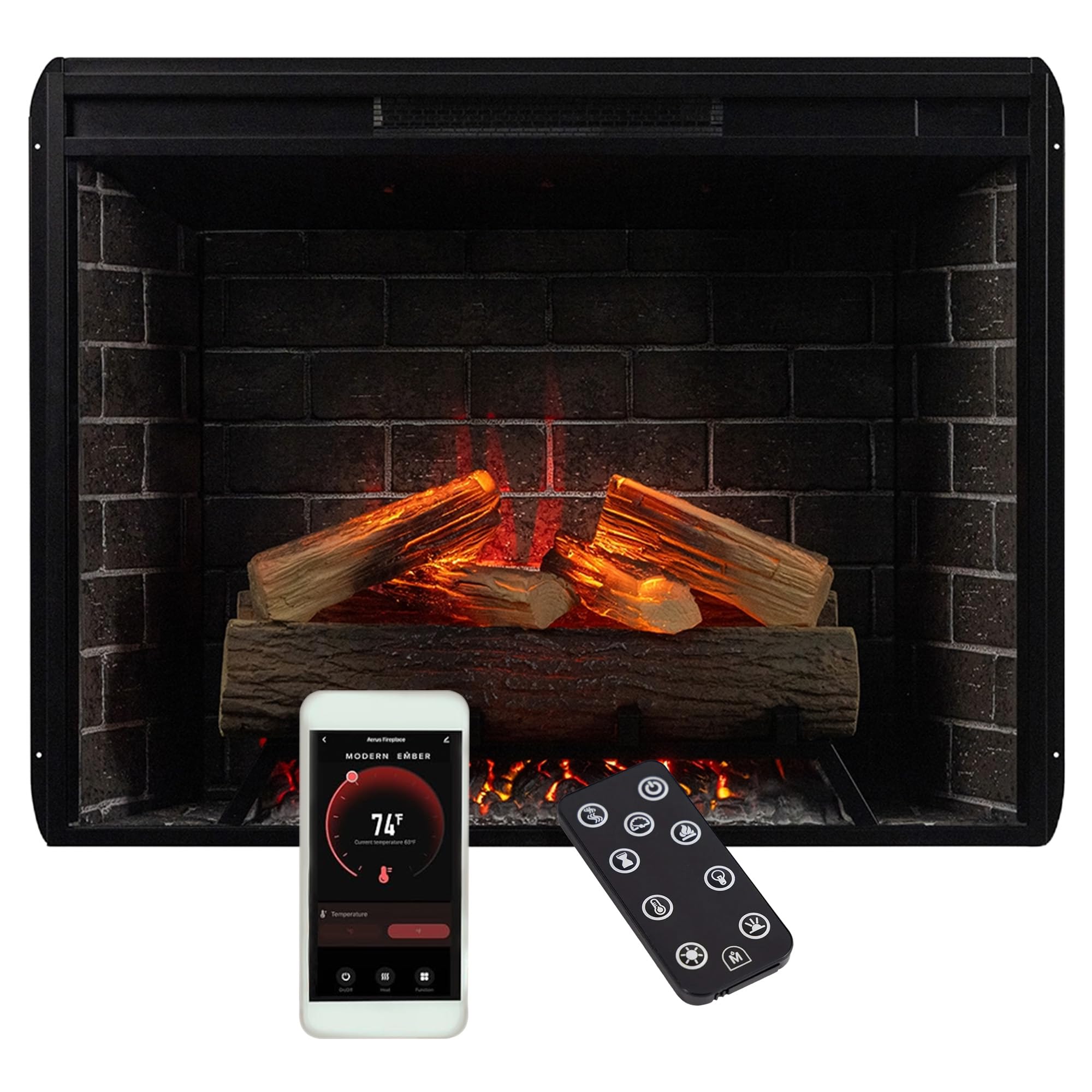 Modern Ember Uptown 33" Smart Electric Fireplace Insert with Remote ...