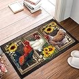 Amazon.com: Doormat Bath Rugs Non Slip Chicken Lovely Sunflowers ...