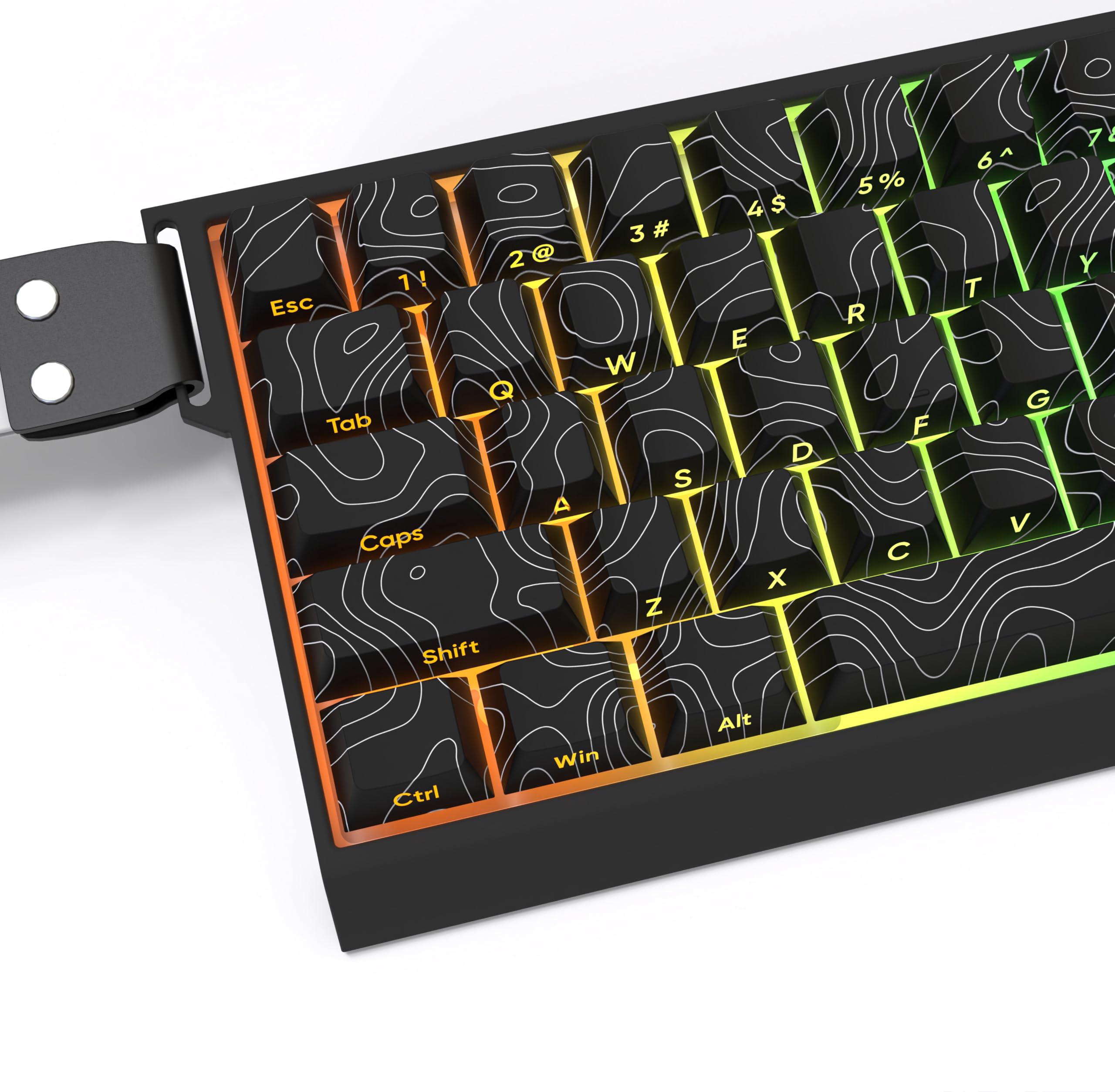 Mua Side Printed keycaps,Double Shot PBT keycaps,Black Topographic ...