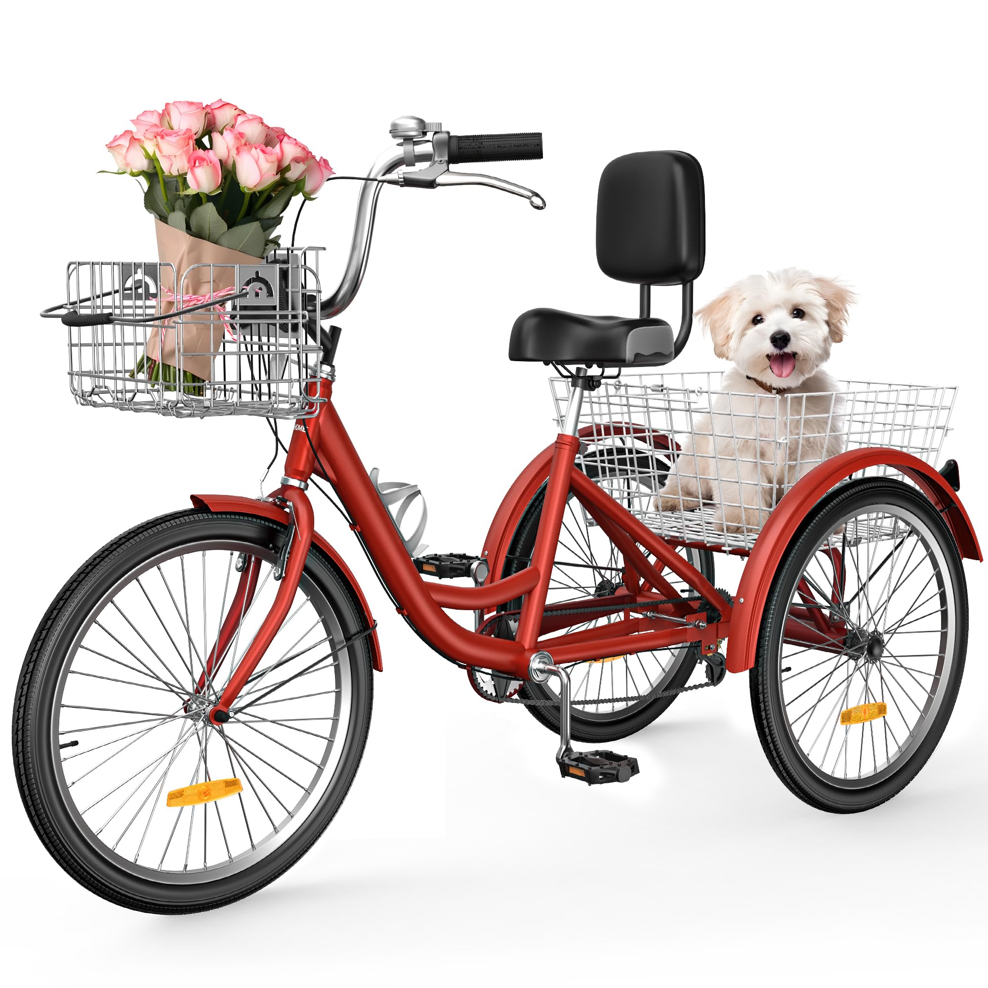 YITAHOME 24 & 26 Inch Adult Tricycle, 1 & 7 Speed 3 Wheel Bikes, Large ...