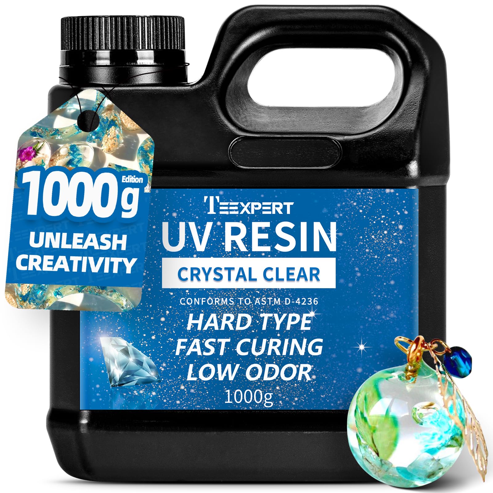 Teexpert UV Resin 1000g Upgraded Crystal Clear UV Resin Kit, Hard Type ...