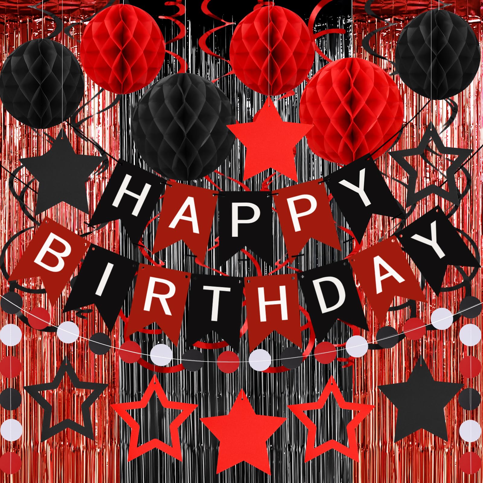 ZERODECO Birthday Decorations, Happy Birthday Banner with Paper ...