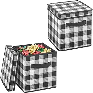 Amazon.com: mDesign Square Gift-Wrap and Ornament Storage Box with ...