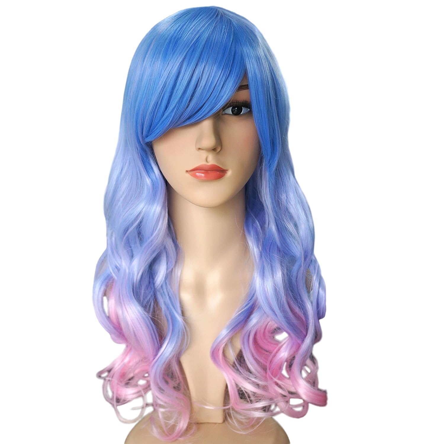 Amazon.com : AnotherMe 23.5" Multi-Color Wavy Wig Ice Cream Light Blue ...