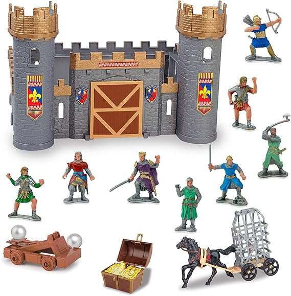 Medieval Castle Knights Action Figure Toy Army Playset with Weapons ...