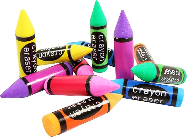 Crayon Erasers - 1 x Pack of 3 Novelty Rubbers - Party Bag Fillers ...