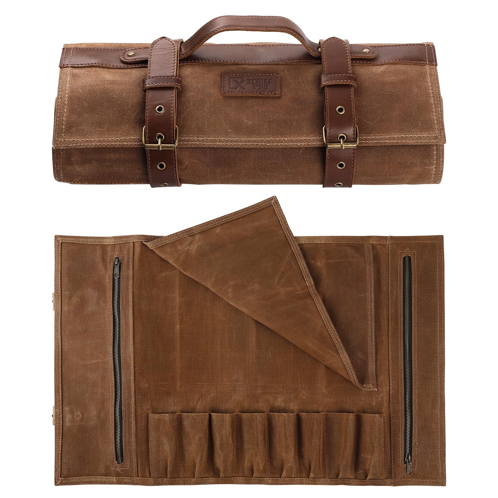 XCHIEF PRO Chef Knife Roll Bag-Professional Chef Knife Case-16oz Waxed ...