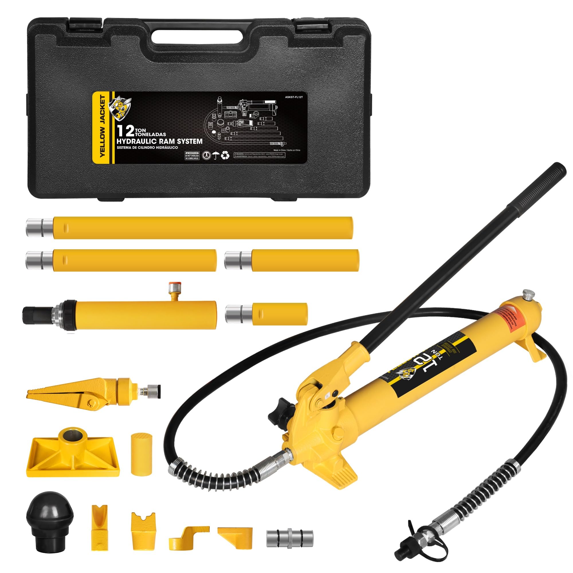 YELLOW JACKET 12 ton Porta Power Kit Hydraulic Ram Jack Pusher Puller ...