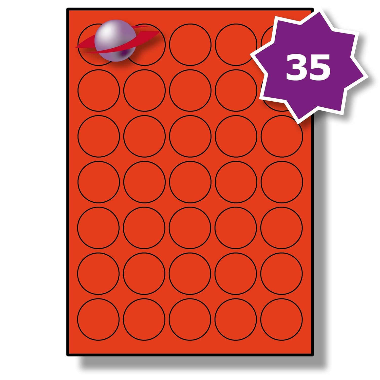 35 Per Sheet, 5 Sheets (175 ROUND CRIMSON RED Labels). Label Planet ...