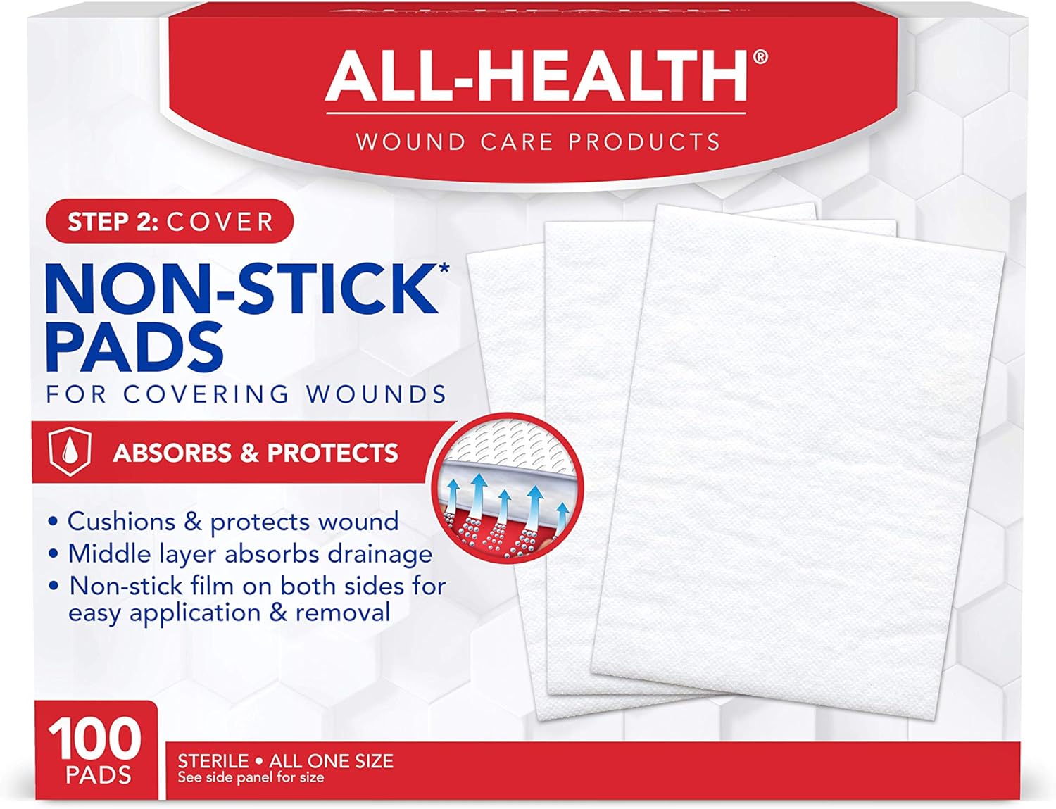 Amazon.com: All Health Non-Stick Pads, 100 Pads, 3 in x 4 in | For ...