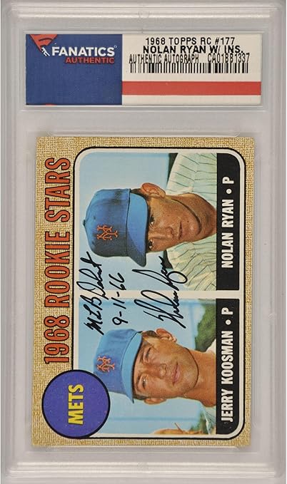 Nolan Ryan New York Mets Autographed 1968 Topps Rookie #177 Card with ...