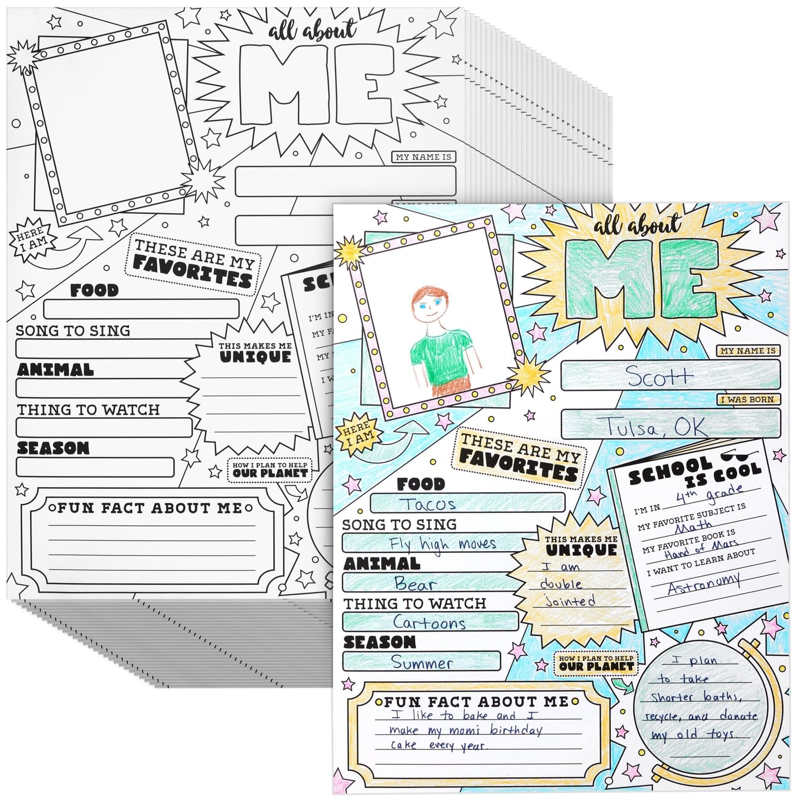 Mua Juvale 30 Pack Kids All About Me Classroom Posters for Kindergarten ...