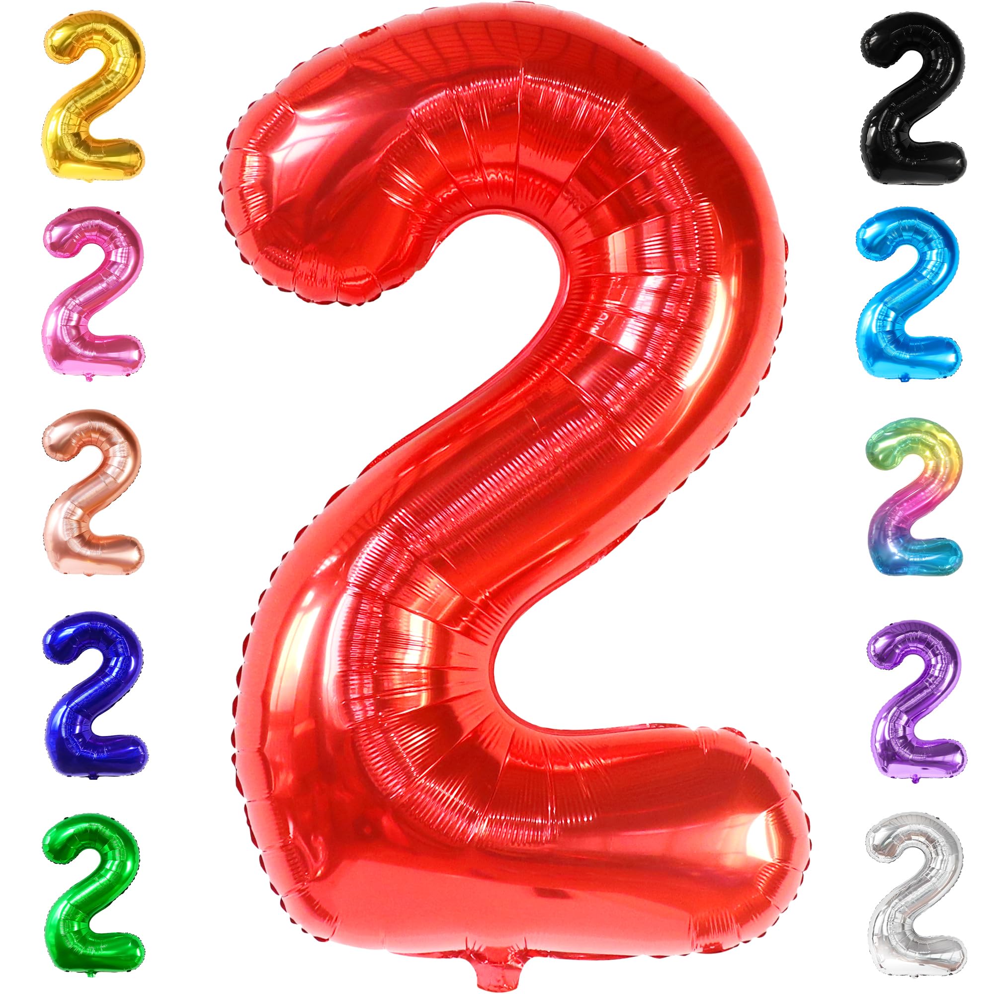 KatchOn, Giant, Red Number 2 Balloon - 40 Inch | 2nd Birthday Balloons ...