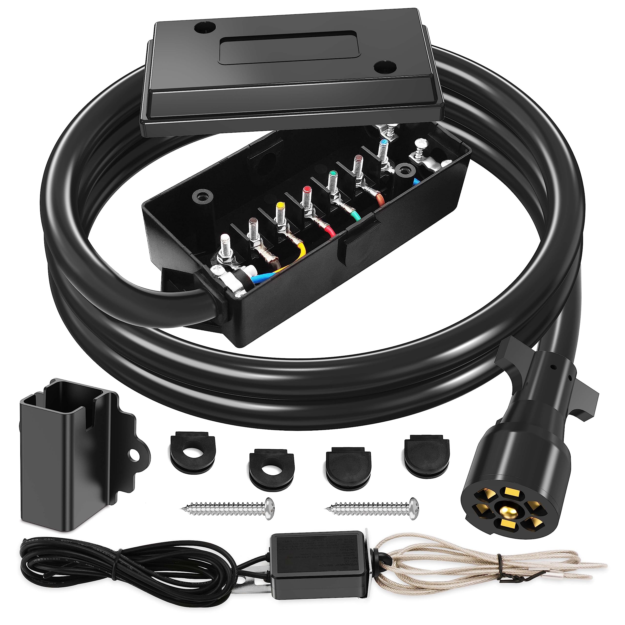 Mua 7 Way Trailer Wiring Harness Kit - 8 Feet, Trailer Cord with 7 Gang ...
