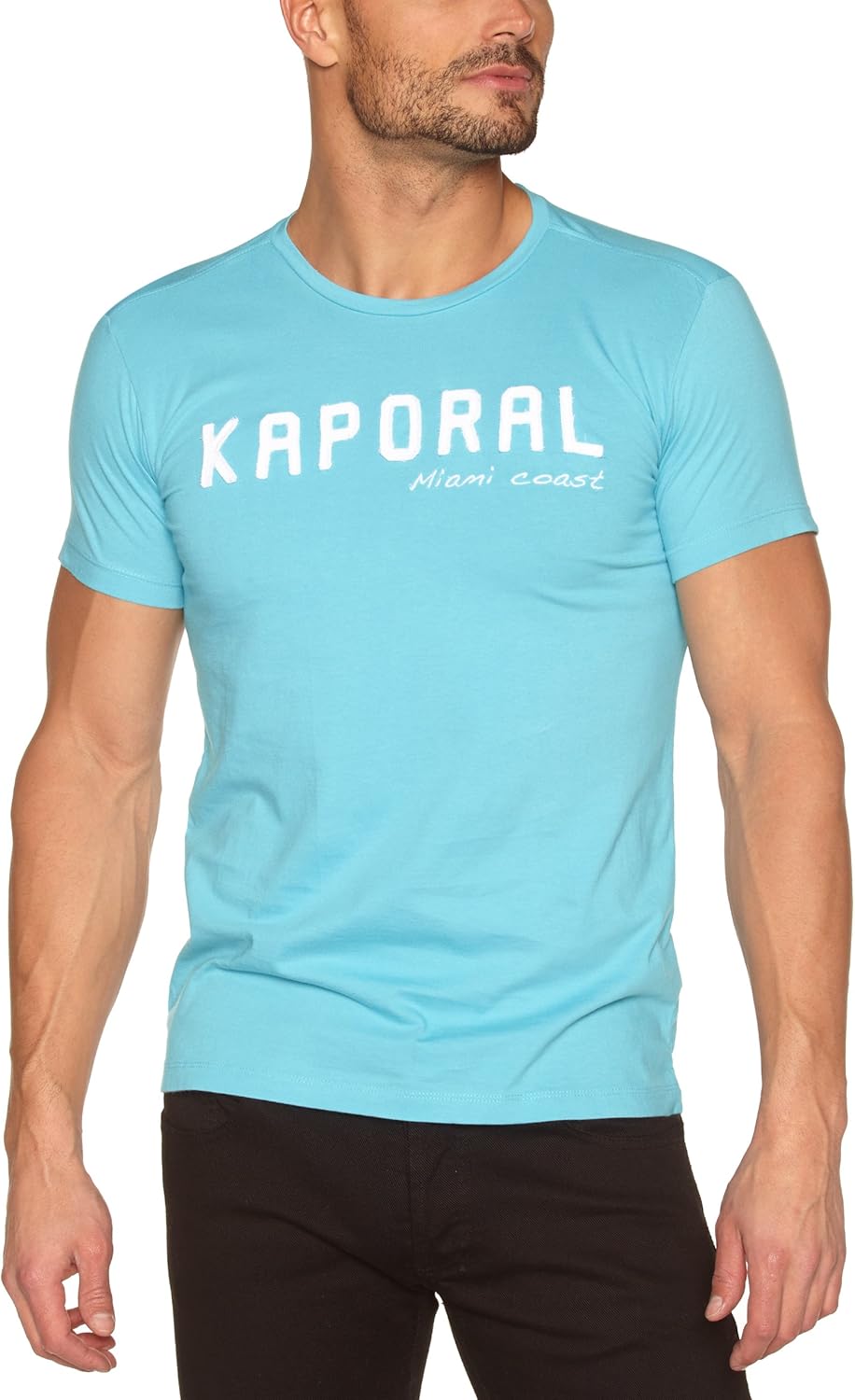 Kaporal Men's T-Shirt LIHOLE13 M1 Round Collar Plain - Turquoise ...