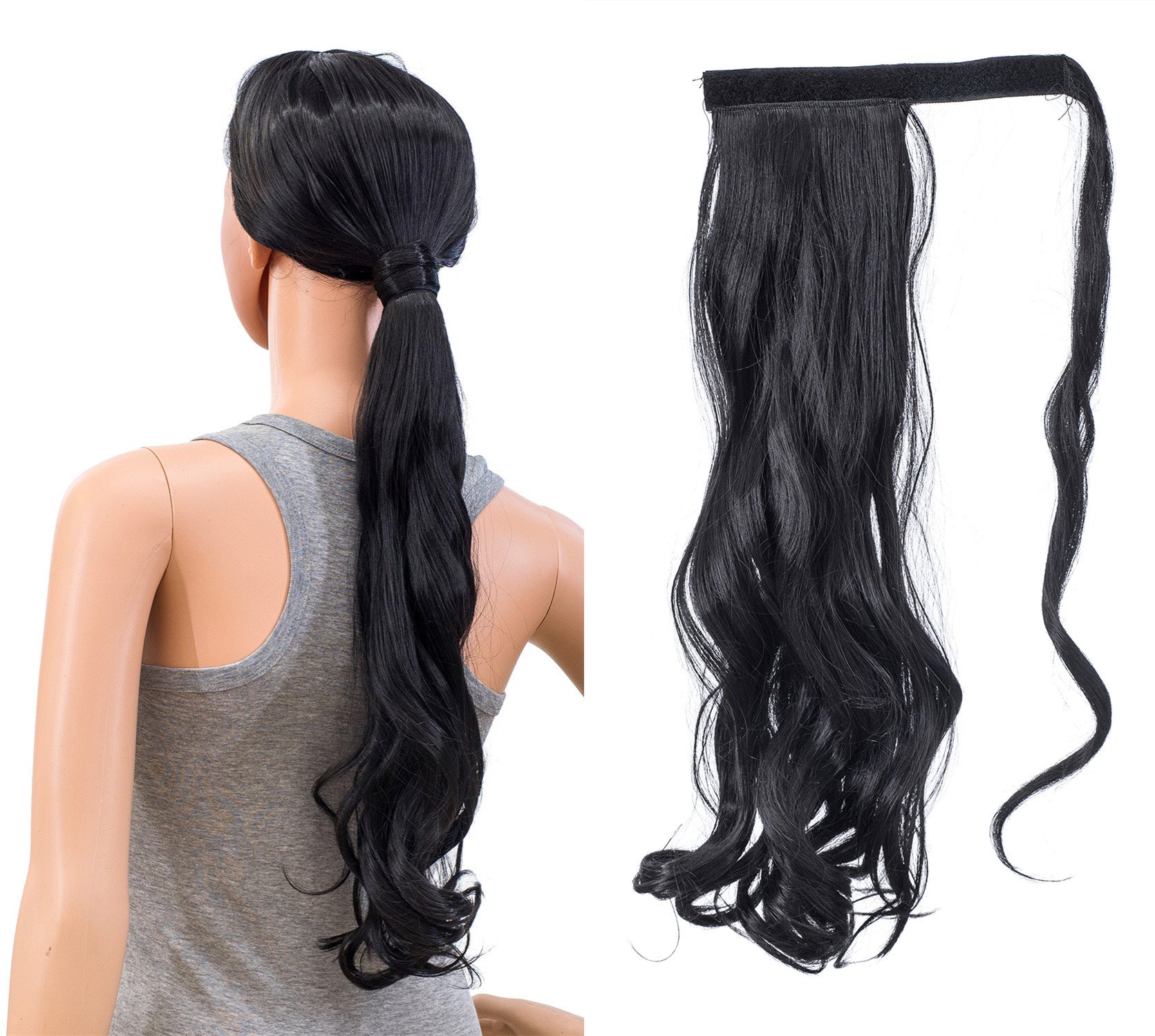 Amazon.com : SWACC Women Long Straight/Curly Wavy Wrap Around Ponytail ...