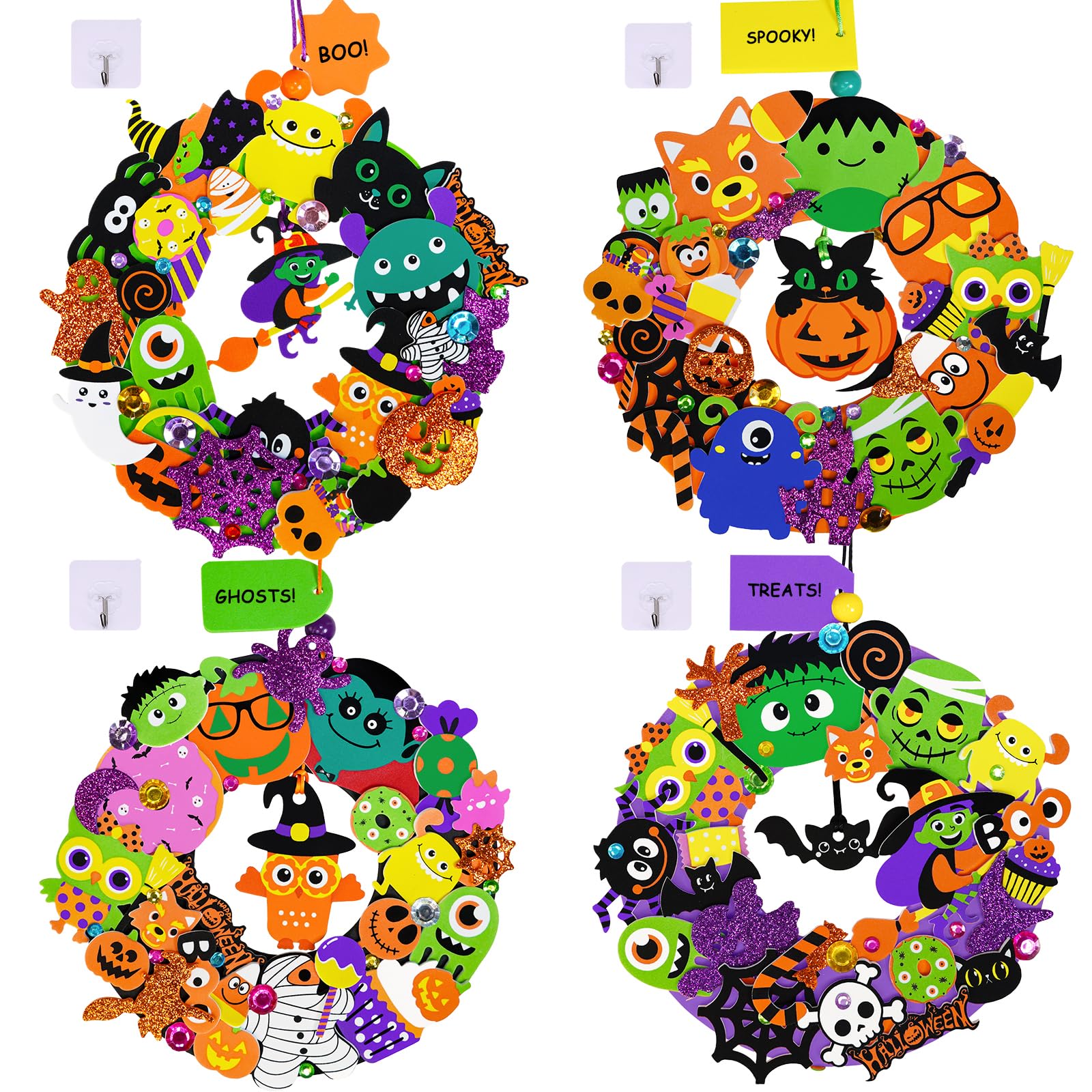 Winlyn 12-Pack Halloween Craft Kits Fall Crafts DIY Halloween Wreath ...