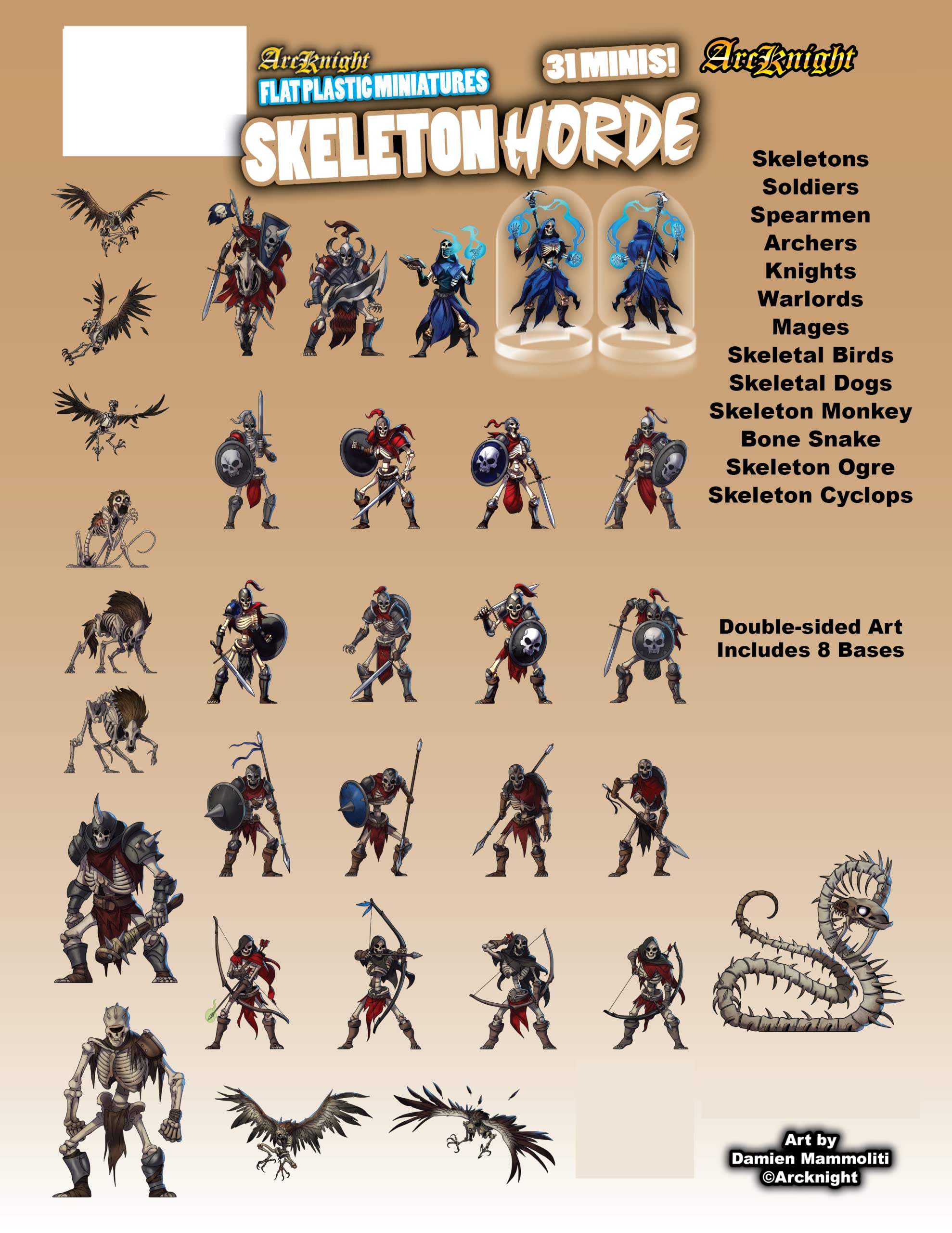 Mua Arcknight Flat Plastic Miniatures: Skeletons Horde; 31 Unique ...