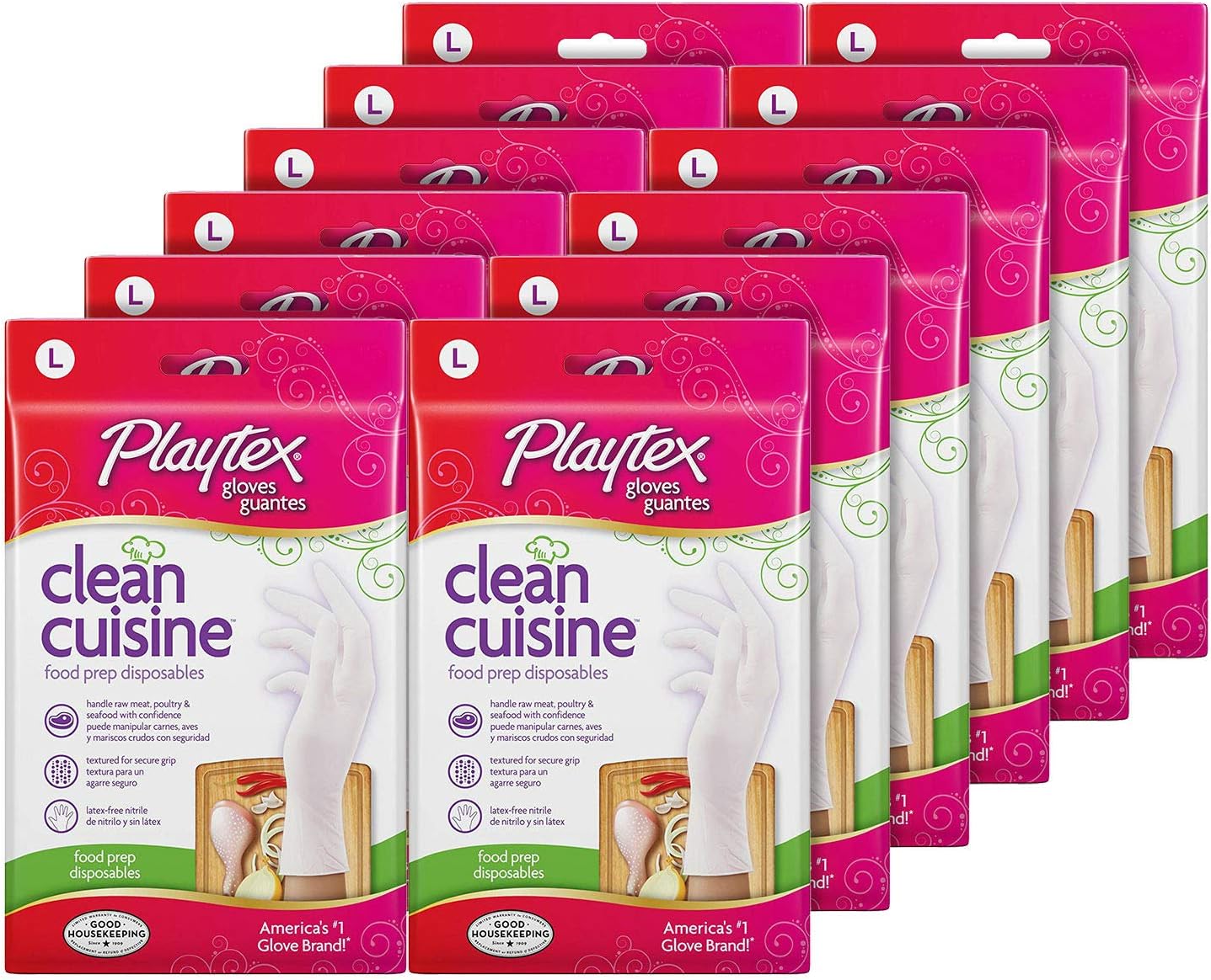 Playtex Clean Cuisine Food Prep Latex Free Disposable Gloves, Large ...