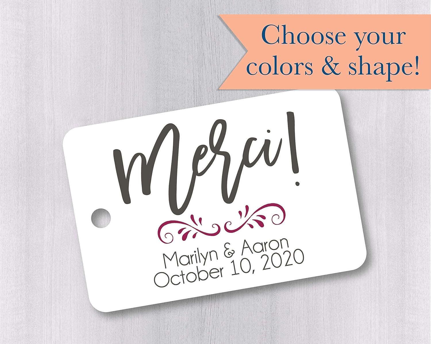 Amazon.com: Merci! Wedding Tags, Wedding Favor Thank you Tags, Small ...