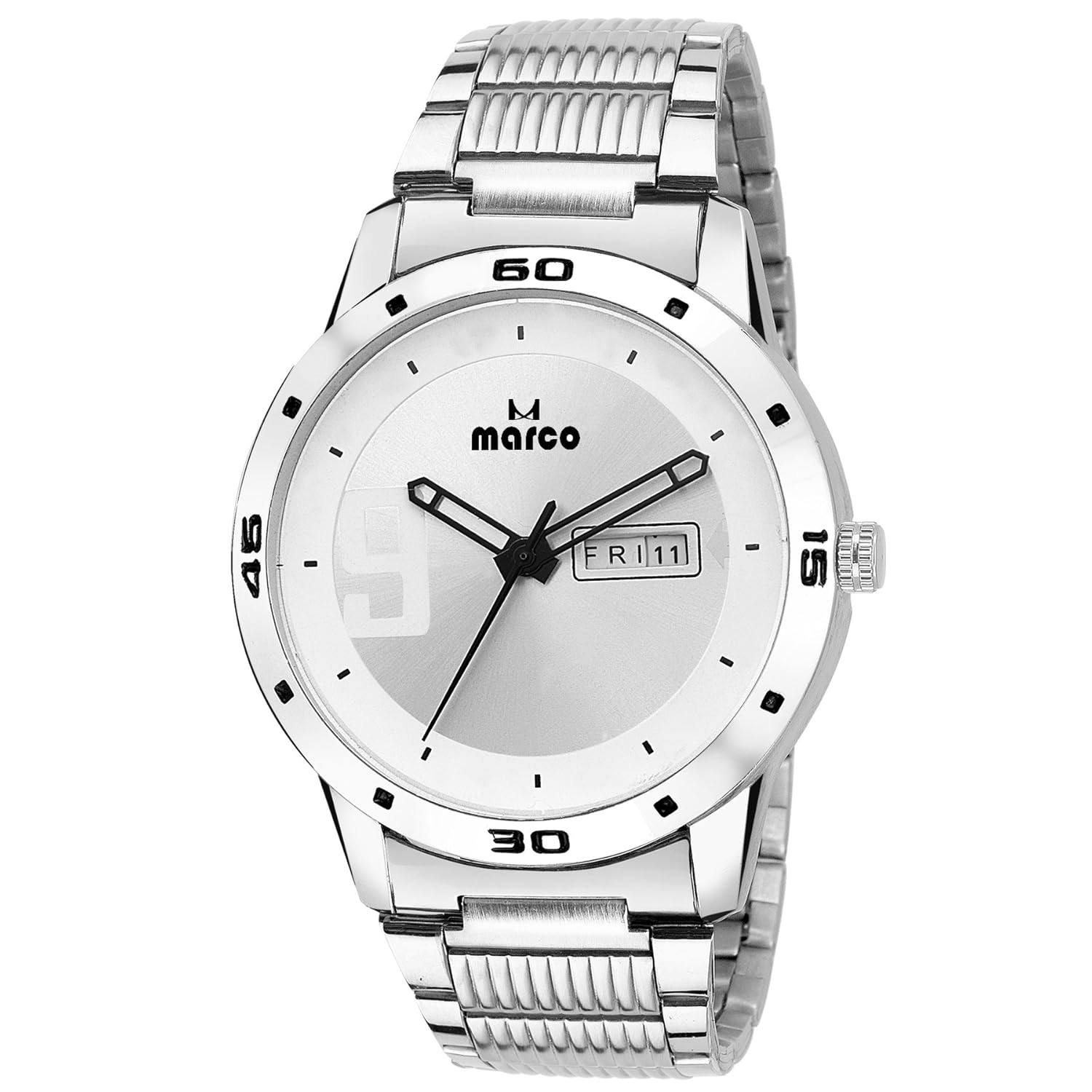 Buy Marco Analog White Dial Mens Day and Date Watch in Silver Case and ...
