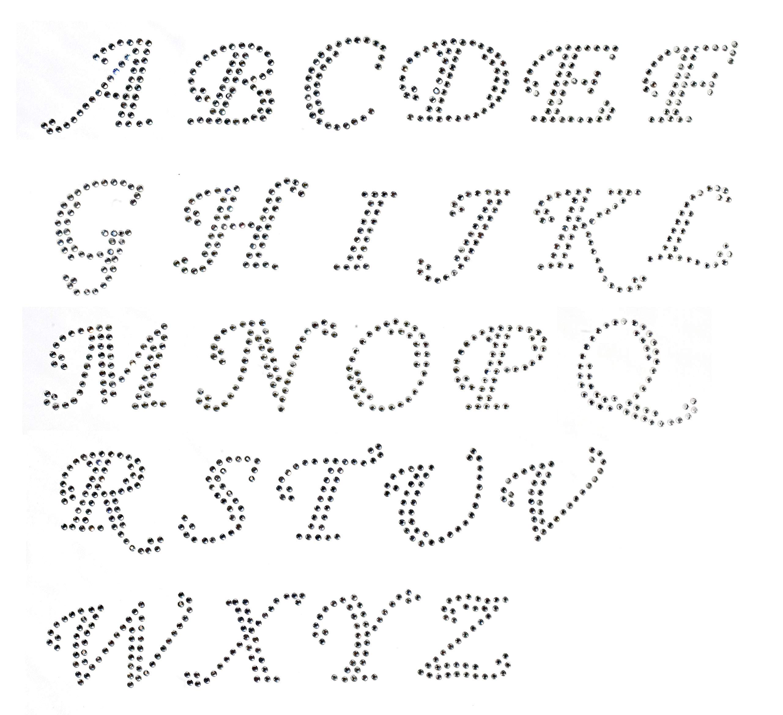 Buy Sheet of Cursive Alphabet Letters A to Z Clear Rhinestone Iron on ...