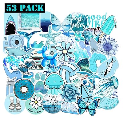 Buy Ehope Cute Girl Blue Laptop Stickers Water Bottles Sticker 53 pcs ...