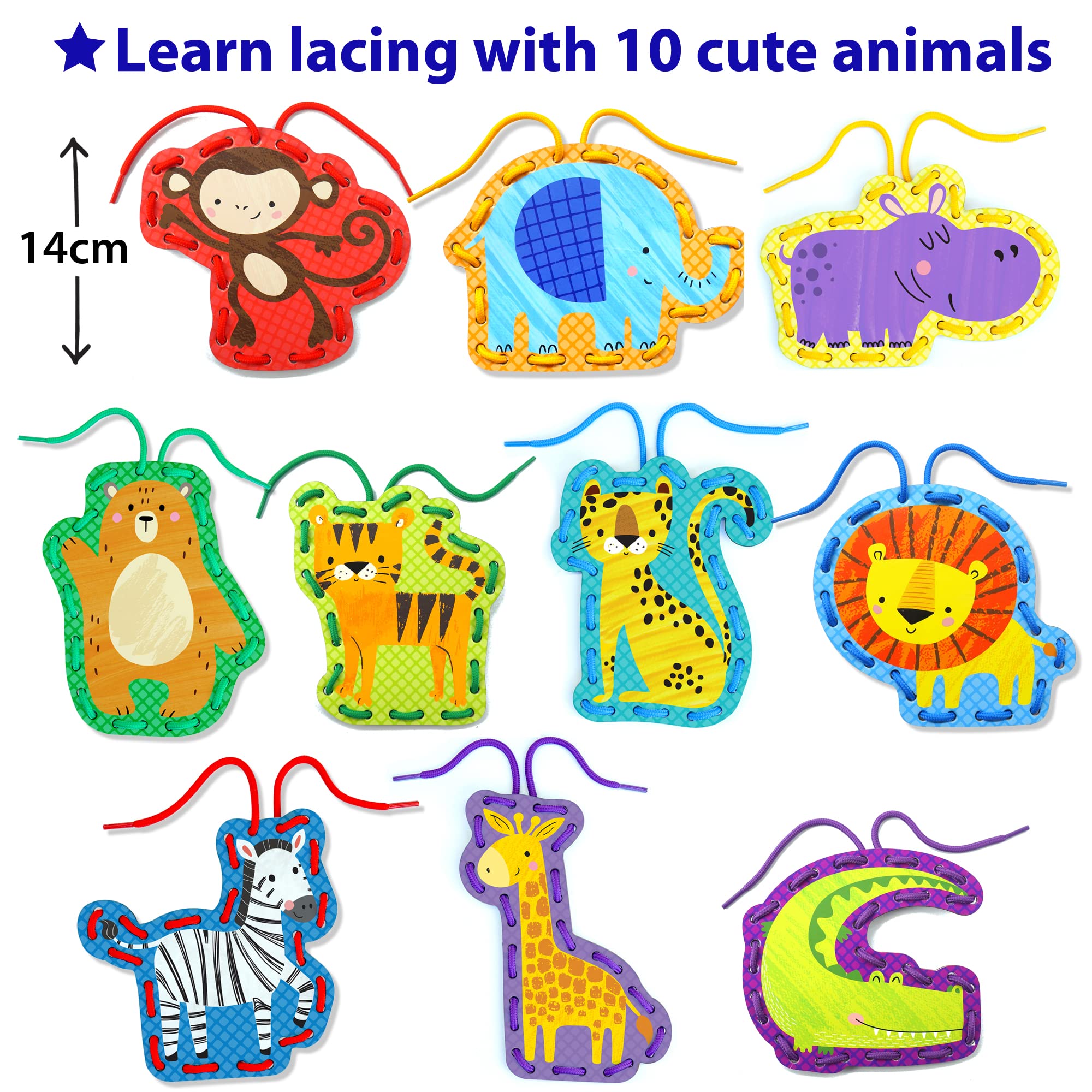 Mua KRAFUN Safari Animal Preschool Arts & Crafts Lacing Kit, 10 Easy ...