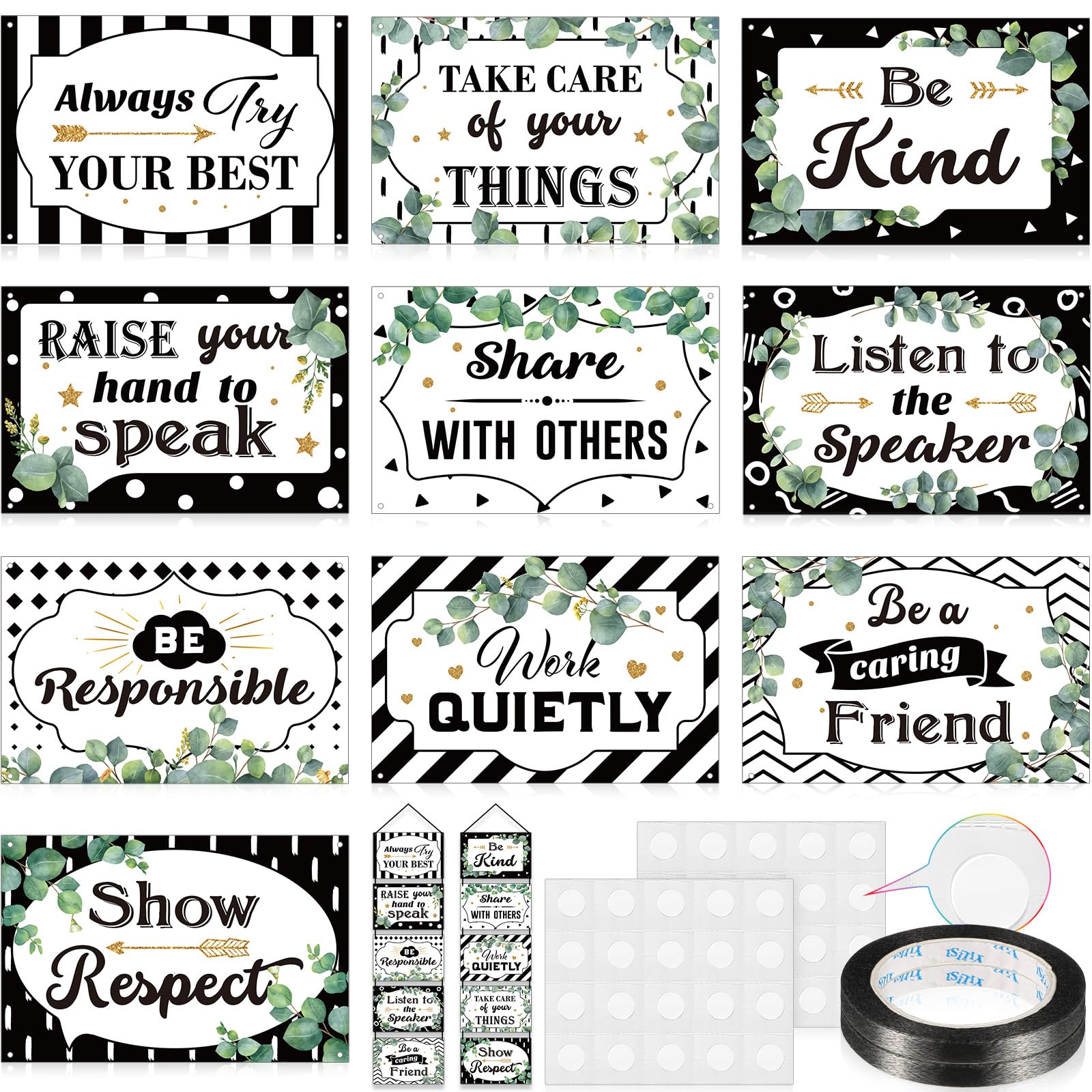 Pajean 10 Pcs Classroom Rules Posters Class Rules Posters Motivational ...