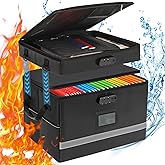 Amazon.com: EXLIFBAG 2 Layer File Box with Lock, Portable Document Organizer Box with Handle ...