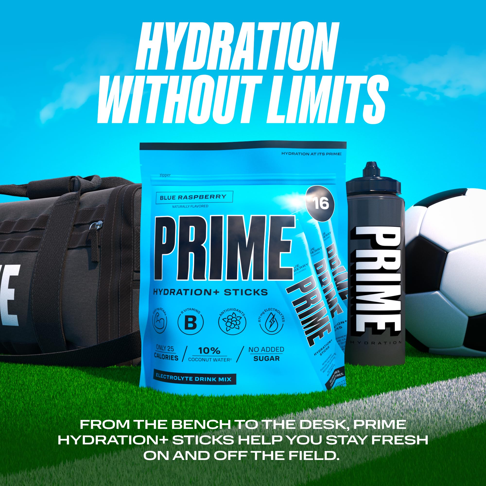 PRIME HYDRATION+ Sticks Blue Raspberry | Hydration Powder Single Serve ...