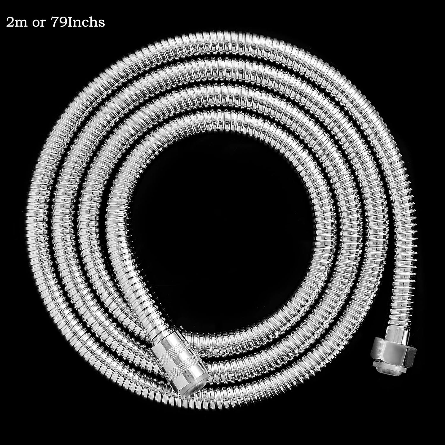 Shower Hose 2M Extra Long Shower Hose Chrome Made of Stainless Steel ...